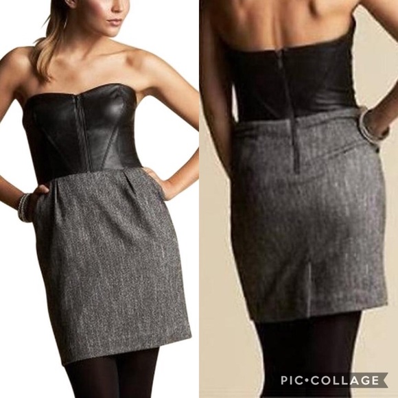 bebe | Dresses | Nwt Bebe Leather Bustier Corset Wool Tweed Dress 8 ...